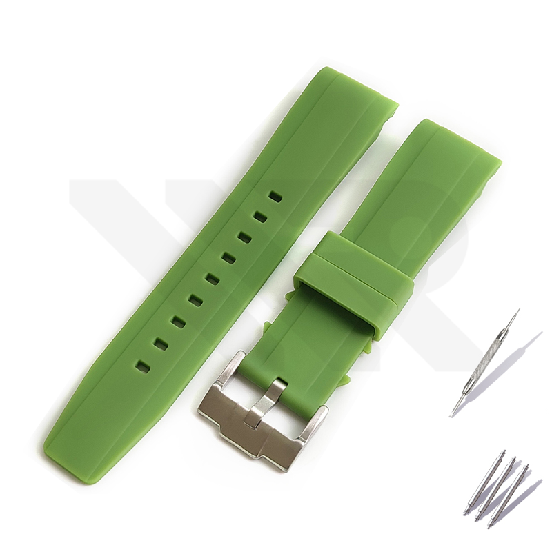 Silicon Diver Strap for SKX/SRPD - Green with Silver Buckle | WR Watches